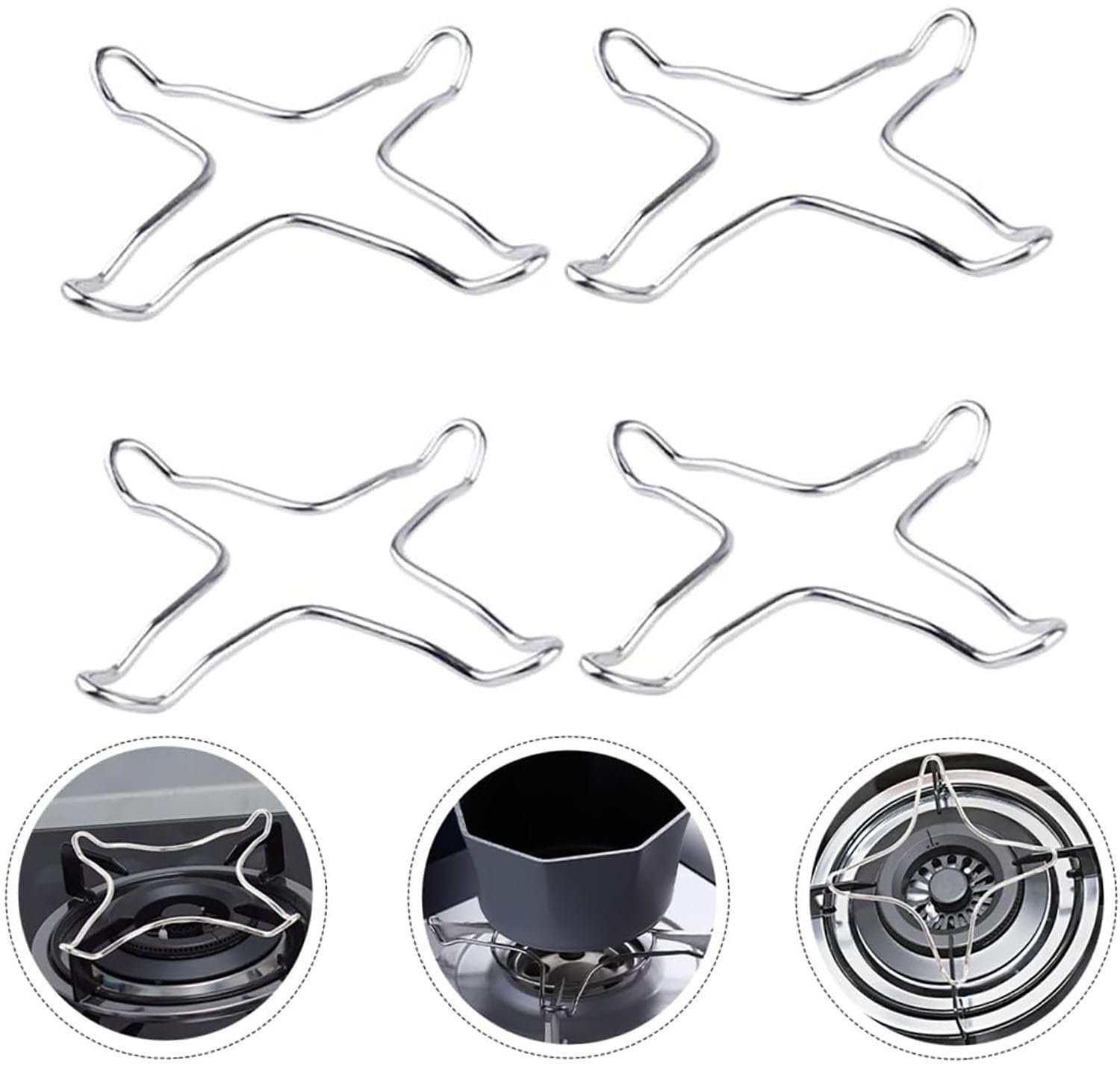 BEANPRECOY 4pcs Gas Stove Bracket Stove Durable Silver Gas Cooker ...