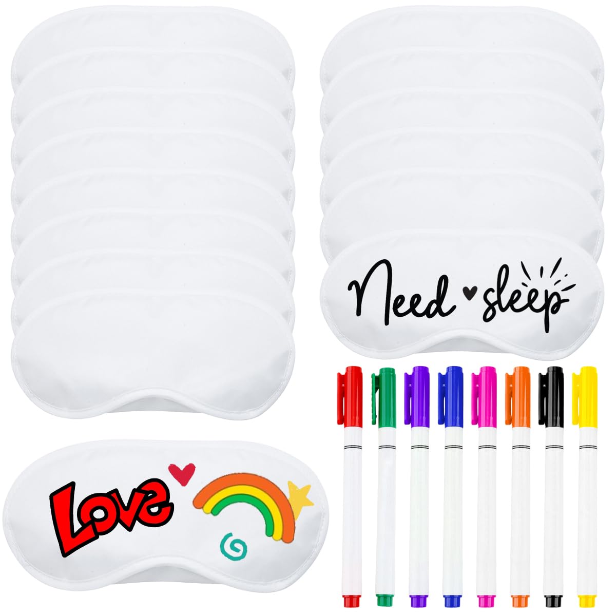 Amazon.com: 14 Pieces White Eye Mask Sleep Sublimation Coverings with 8 ...