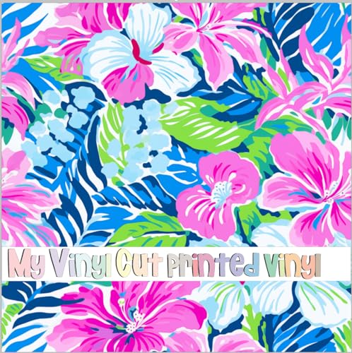 Amazon.com: Printed Adhesive Vinyl Preppy Florals F Pattern Permanent ...