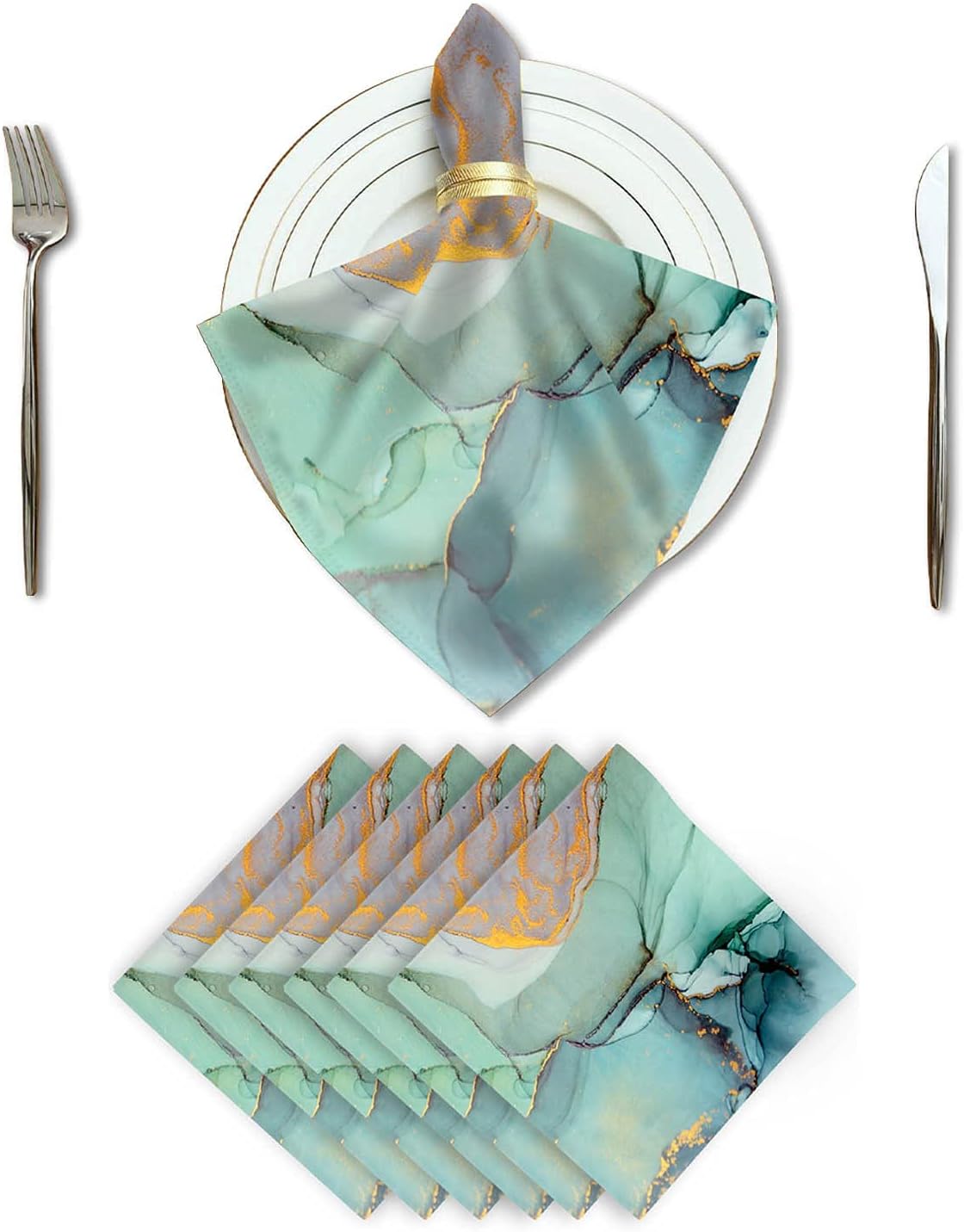 Amazon.com: Black Marble Cloth Napkins Dinner Table Napkins Set of 6 ...