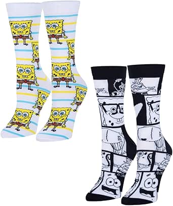 Amazon.com: Nickelodeon SpongeBob SquarePants Cartoon Character Socks ...