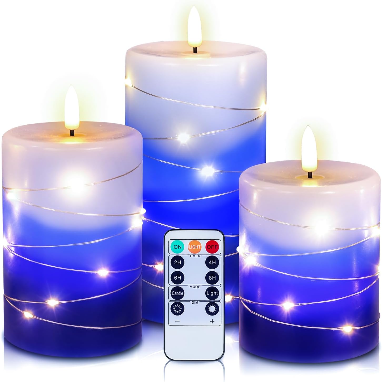 Amazon.com: haitanghua Flameless Candles with String Lights, Battery ...