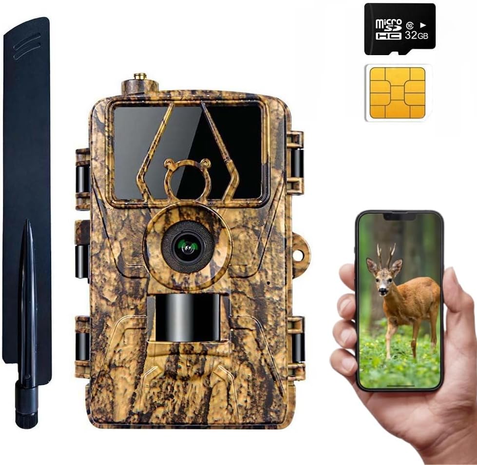 DEATTI Wildkamera mit Handyübertragung APP, 4K 48MP HD WLAN Bluetooth ...