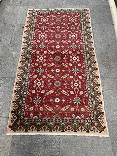 Amazon.com: 3.3x6.2 Feet Traditional Flower Design Handmade Carpet Red ...