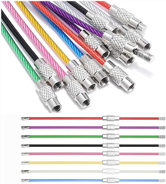 16 Pack Stainless Steel Loops Wire Keychain Cable Large Key Chain for ...