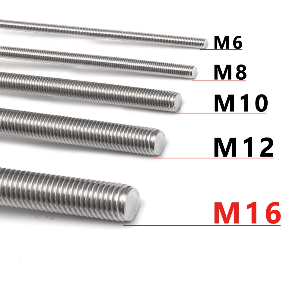 Snapklik.com : Feelers 304 Stainless Steel M16-2.0 Fully All Threaded Rod