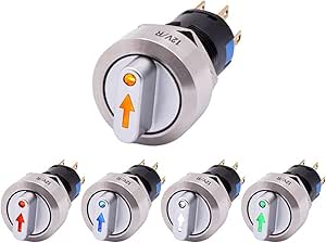 16mm Metal Knob Rotary Selector Switch 2 3 On Off 12V LED Red Green ...