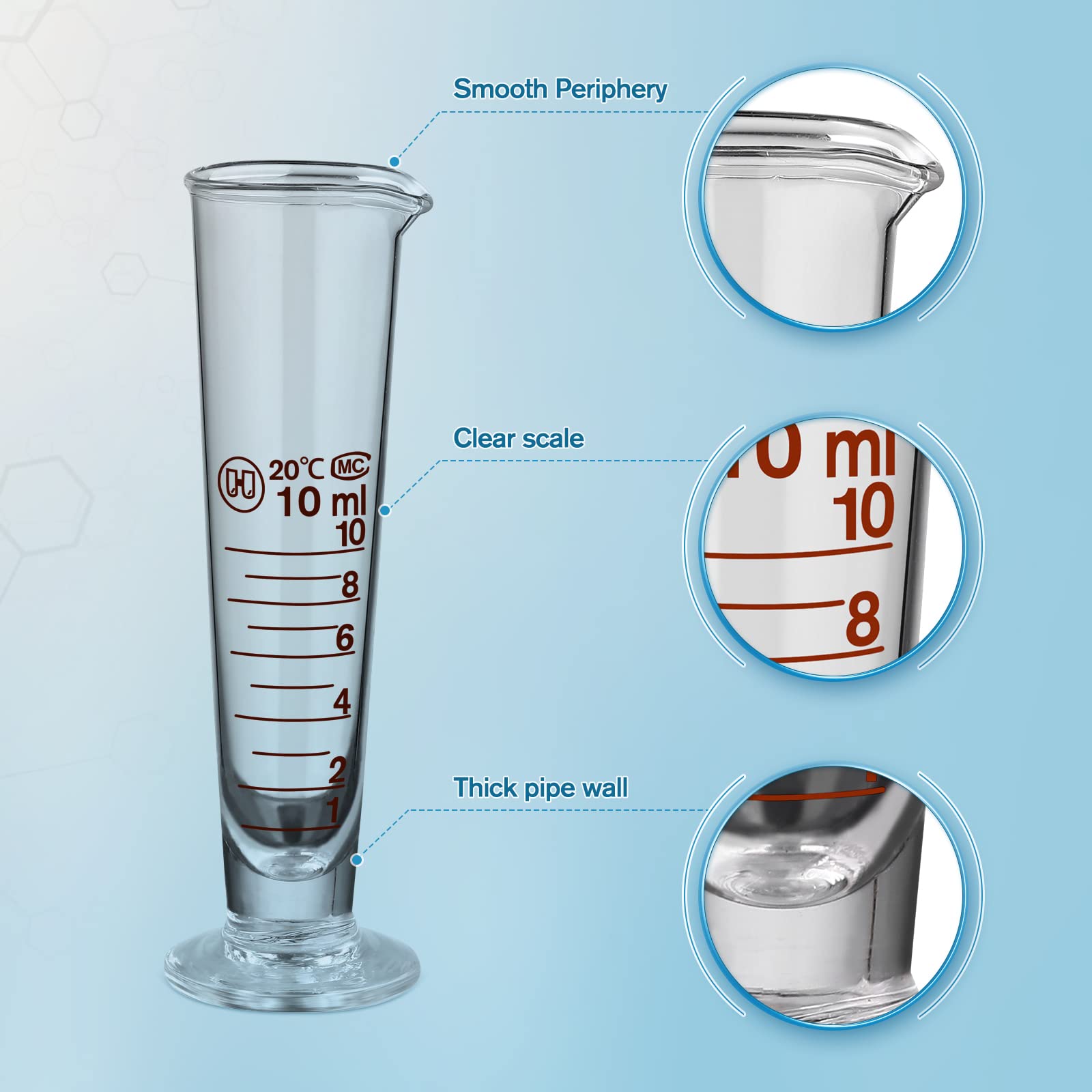 Buy Baluue 10mL Lab Graduated Measuring Cup With Spout Wide Mouth Glass ...