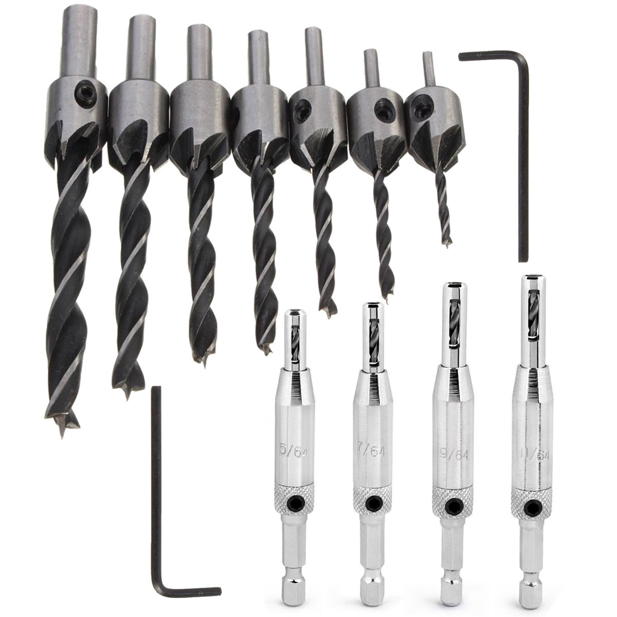 Eagles 4PCS Self centering Hinge Drill Bits for Door Cabinet + 7pcs HSS ...