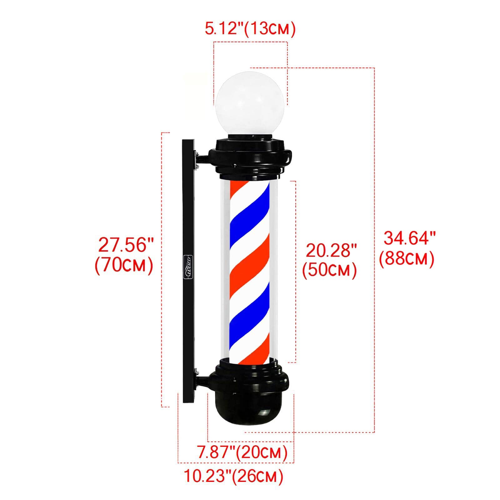 WDZD 35'' Barber Pole, Hair Salon Open Sign, Barber Shop Red White Blue ...