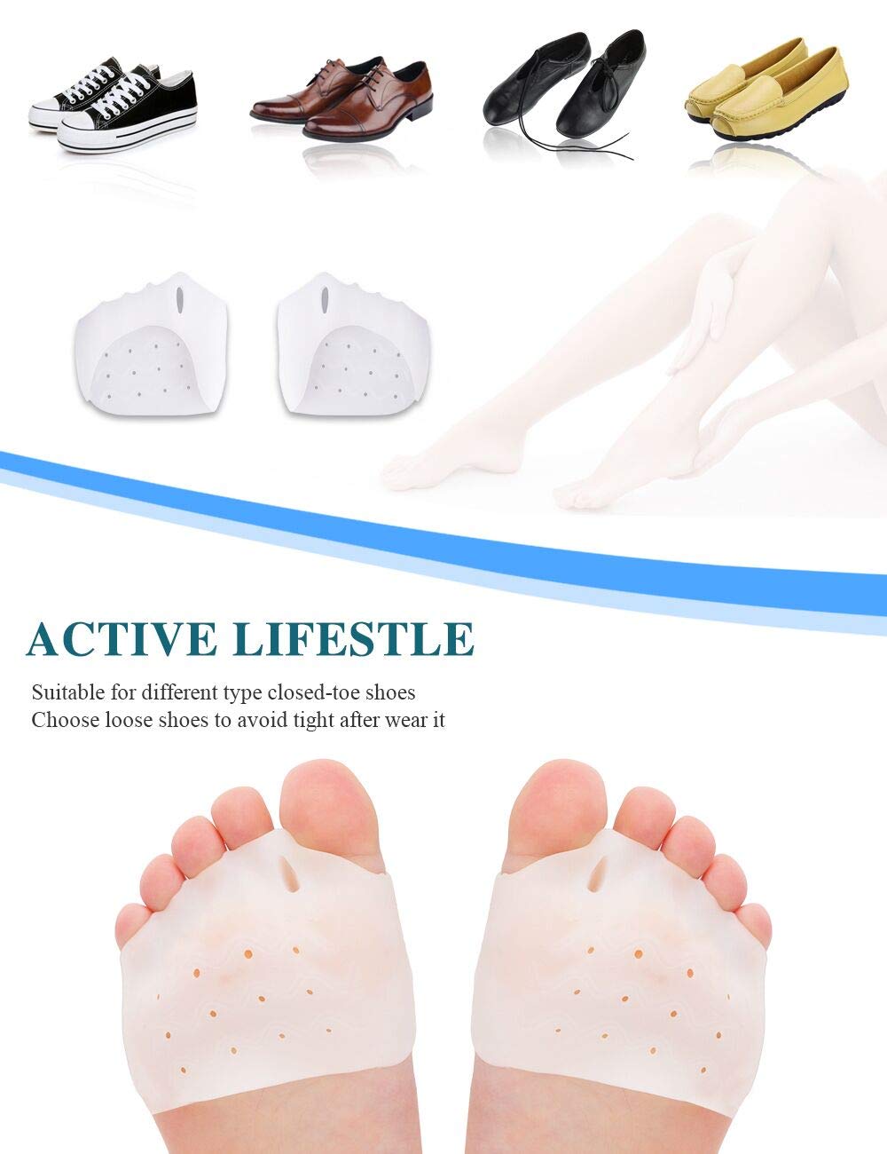 Buy Gel Metatarsal Pads and with Toe Separator-2 Pairs-Ball of Foot ...