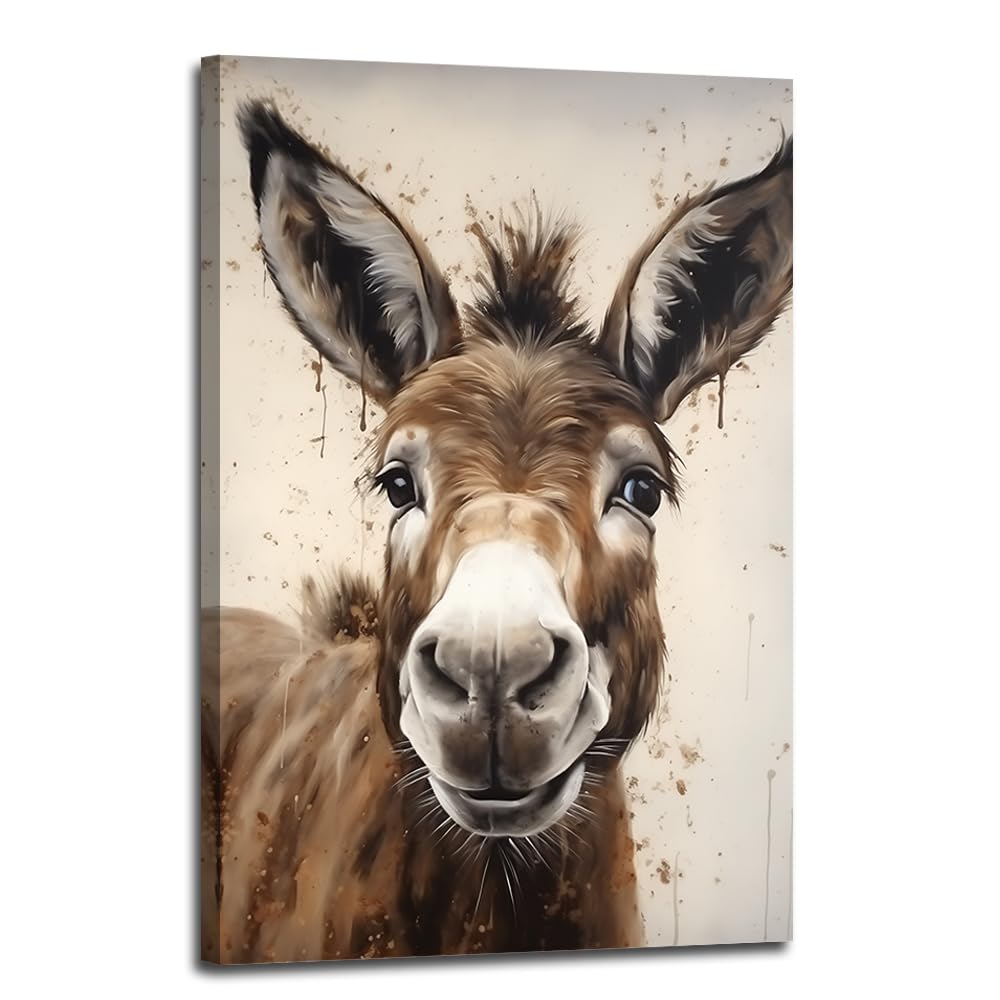 Amazon.com: Donkey Canvas Wall Art Farmhouse Donkey Paintings ...