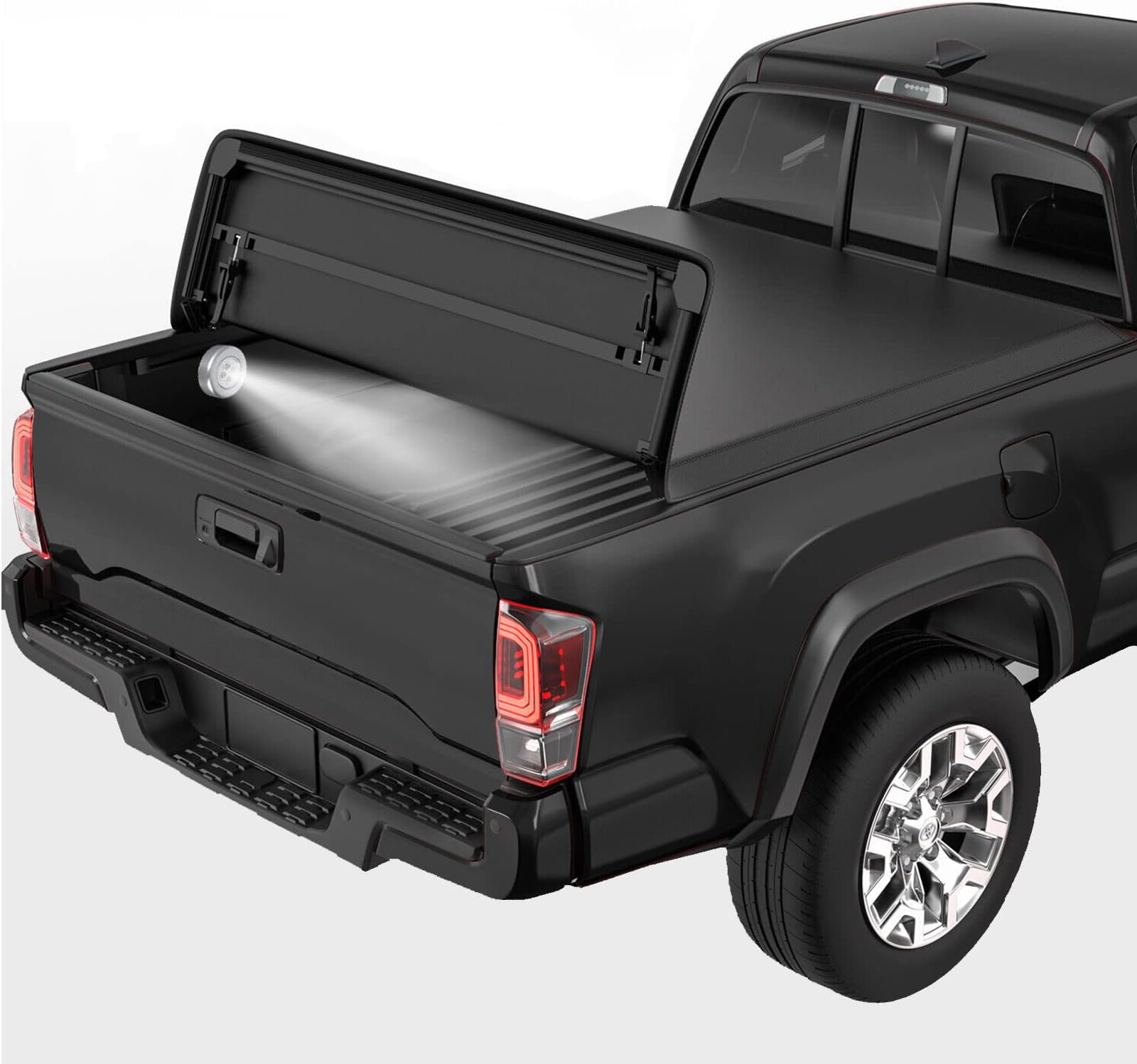 Amazon.com: POLEMOTOR Soft Quad Truck Bed Tonneau Cover Compatible with ...