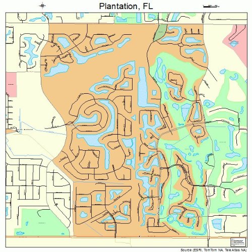 Amazon.com : Large Street & Road Map of Plantation, Florida FL ...