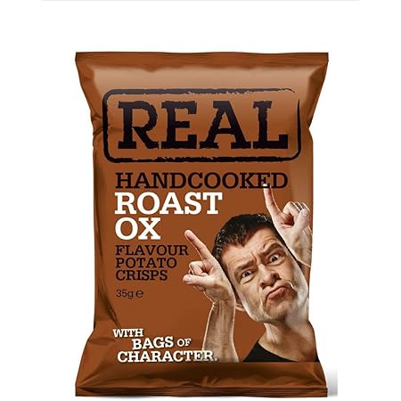 Real Handcooked Potato Crisps (Pack of 24 x 35g) (Roast Ox) : Amazon.co ...