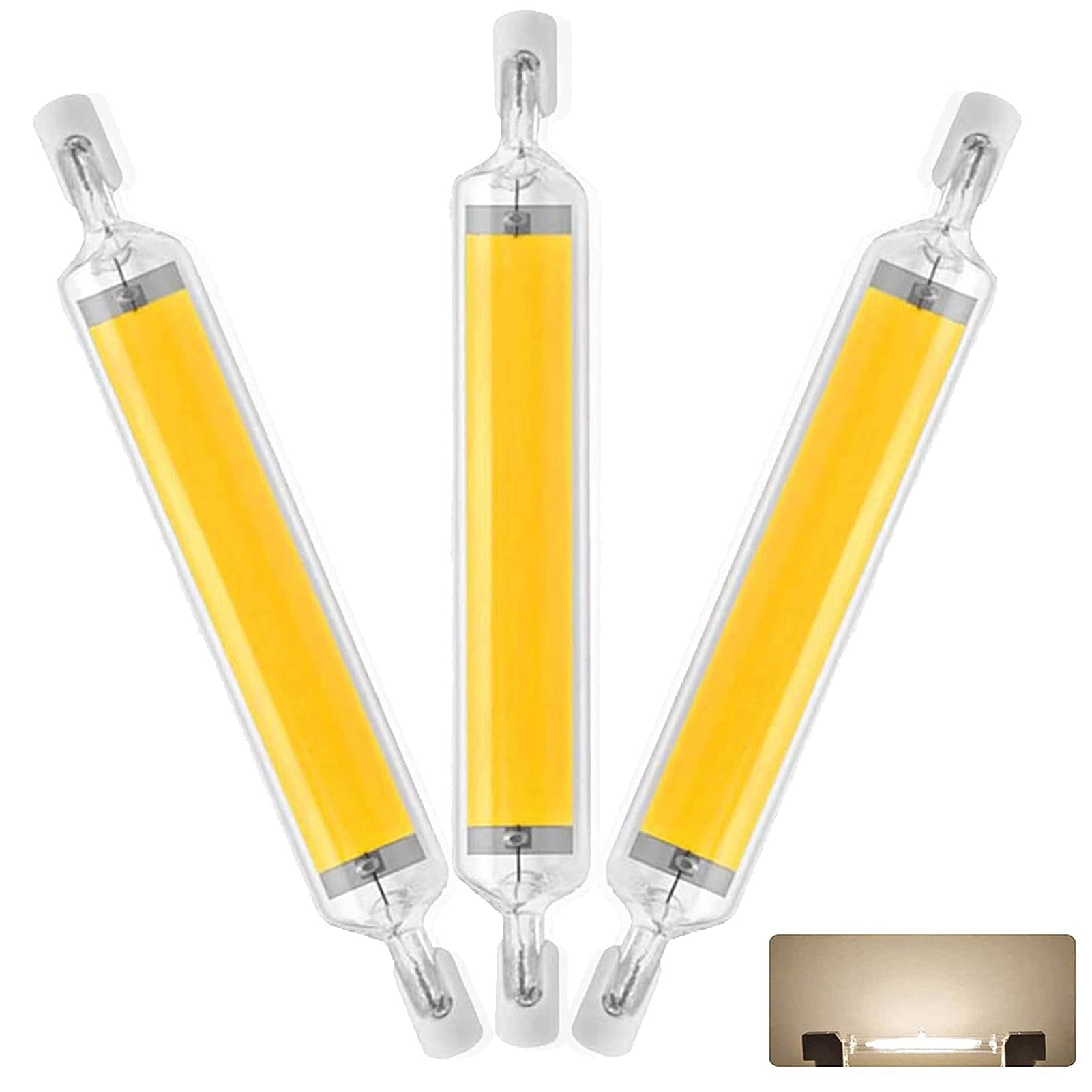 3Pcs 78mm R7S LED Bulb Dimmable 10W Double Ended Bulbs 100W Halogen ...