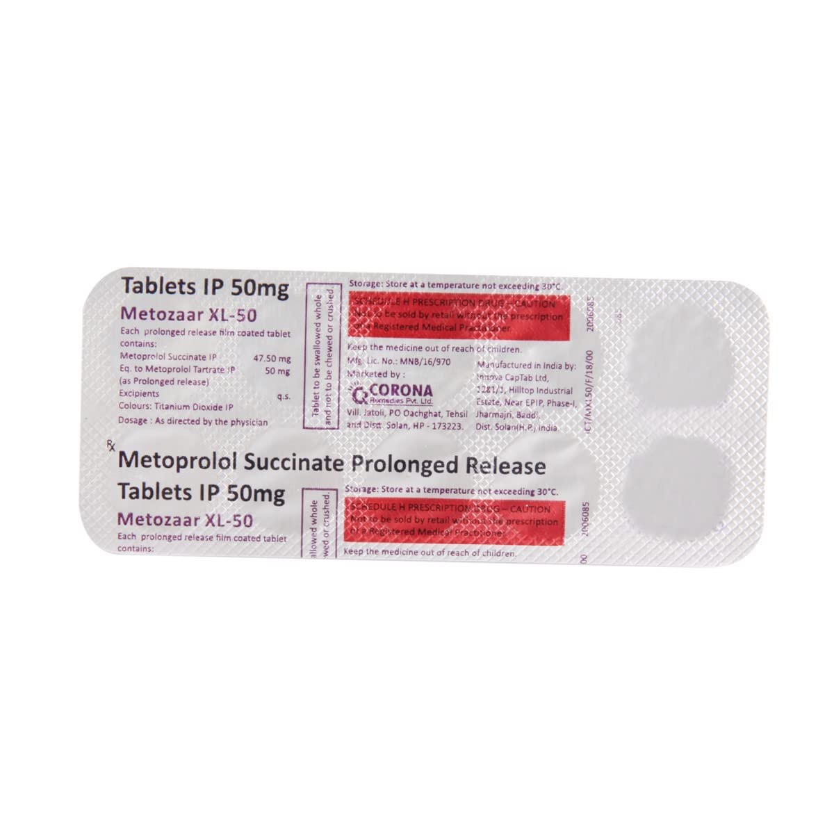 METOZAAR XL 50MG - Strip of 10 Tablets : Amazon.in: Health & Personal Care