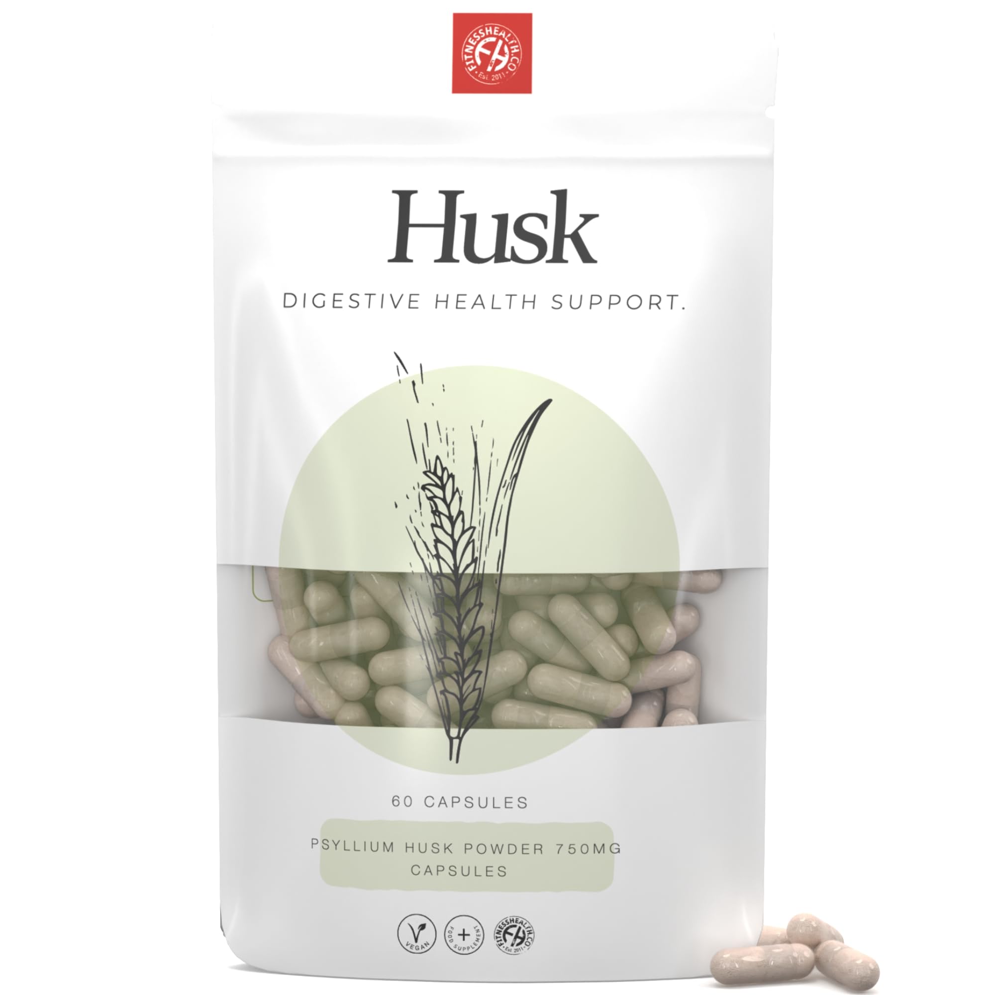 Fitness Health Psyllium Husk Powder Capsules 750mg 60 Capsules Fibre ...