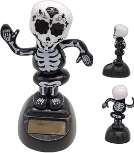 Car Bobble Head Dashboard Skull,Solar Skull Figurine - Skeleton Statue ...