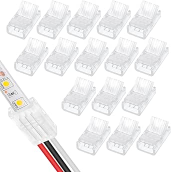 20 Pcs LED Strip Connectors 3 Pin Transparent Strip to Wire Quick Track ...