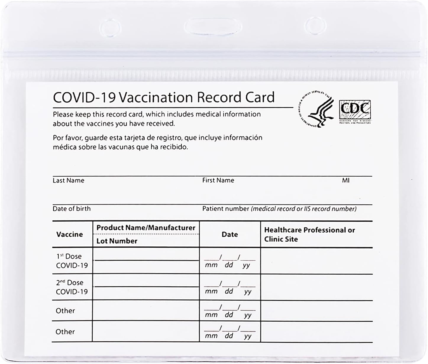 Amazon.com : 10 Pack - CDC Vaccination Card Protector 4 X 3 in ...