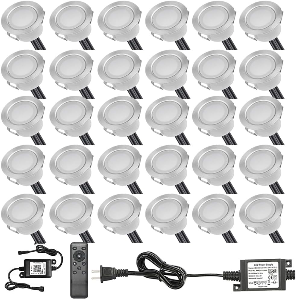 LED Deck Lights Kit, 30pcs Φ1.22 WiFi Wireless Smart Phone Control Low ...