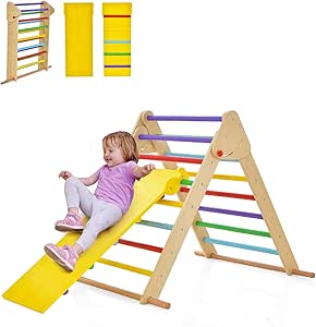 Amazon.com: HONEY JOY Triangle Climber with Ramp, Indoor Kids Climbing ...