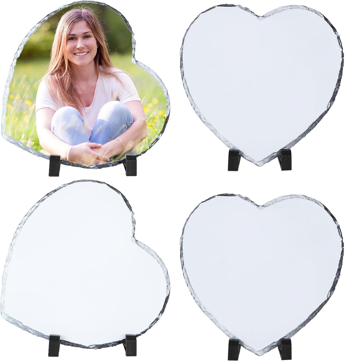 Amazon.com: 4 Pack 7.8'' x 7.8” Sublimation Slate Blanks, Heart Heat ...