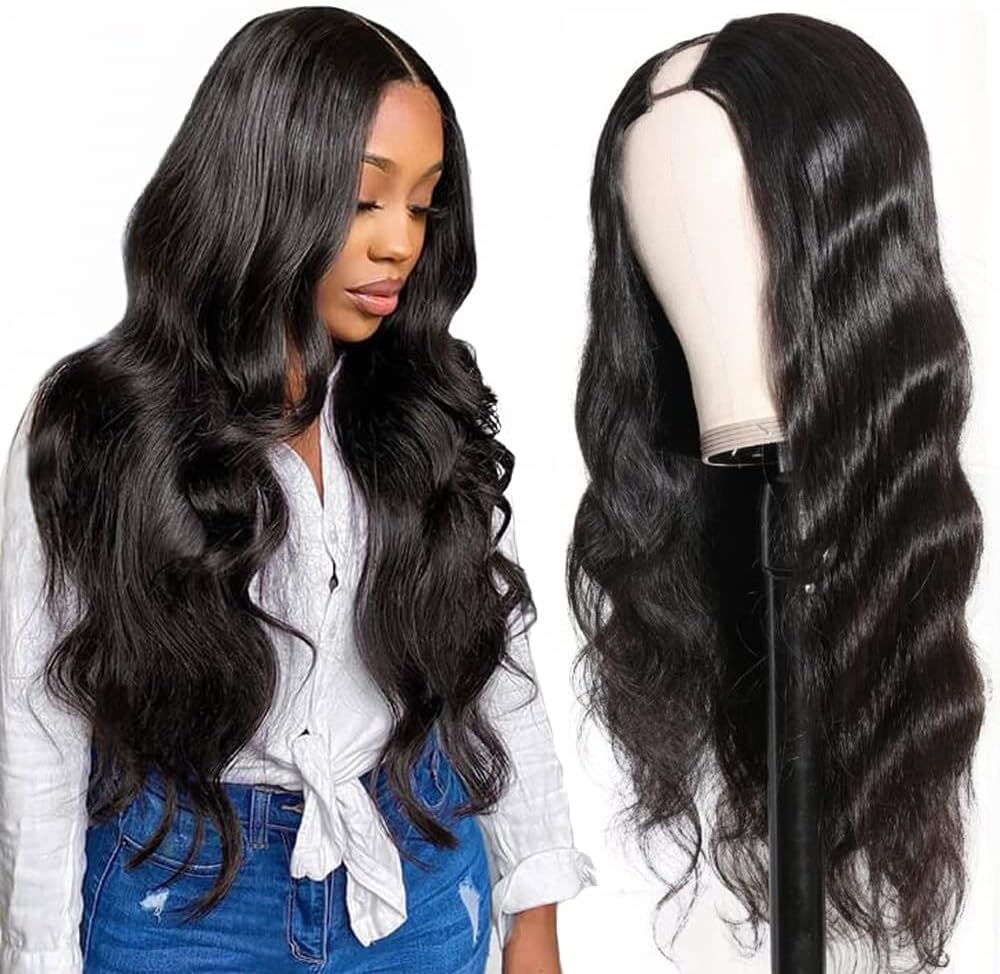 Amazon.com : Sakula V Part Wig Human Hair Body Wave Wigs Brazilian Virgin Human Hair wigs for ...