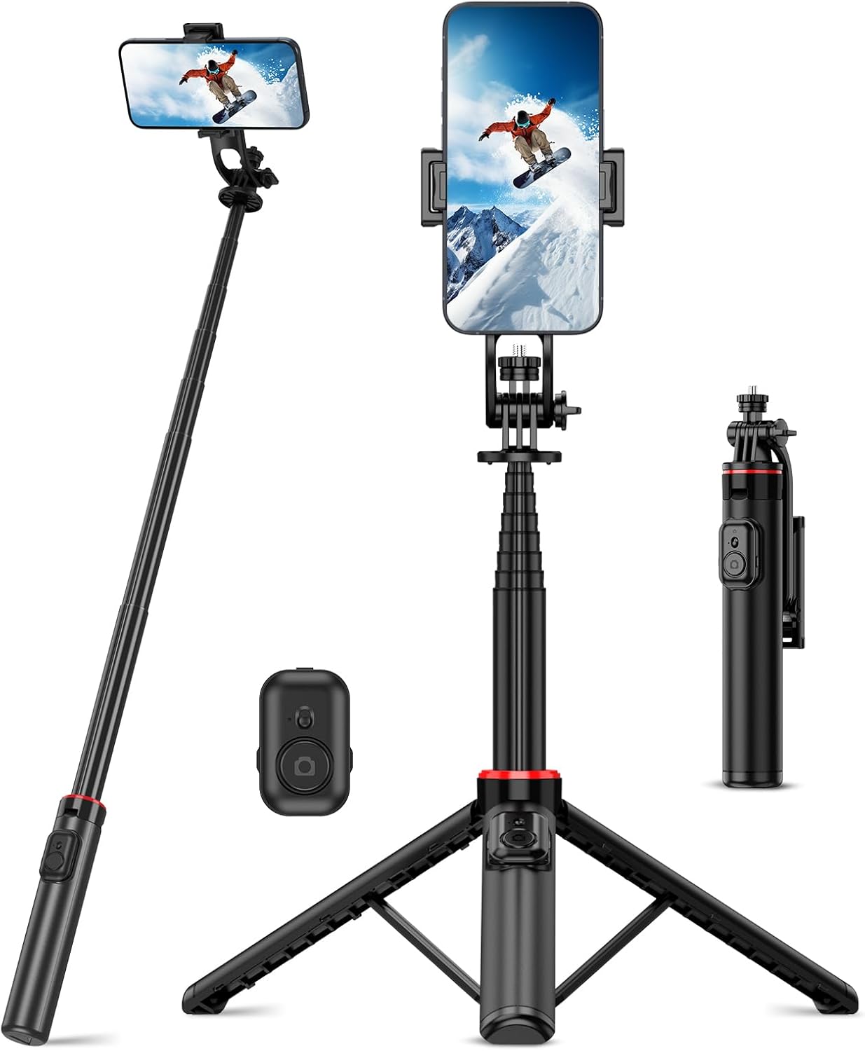 Amazon.com: RISEOFLE 51" Cell Phone Selfie Stick Tripod, with Wireless ...