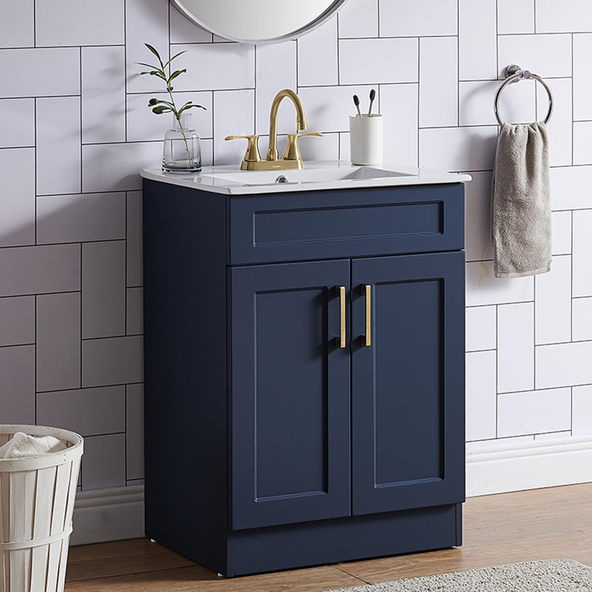 Amazon.com: 24 Inch Blue Bathroom Vanity with Sink, Small Bathroom ...
