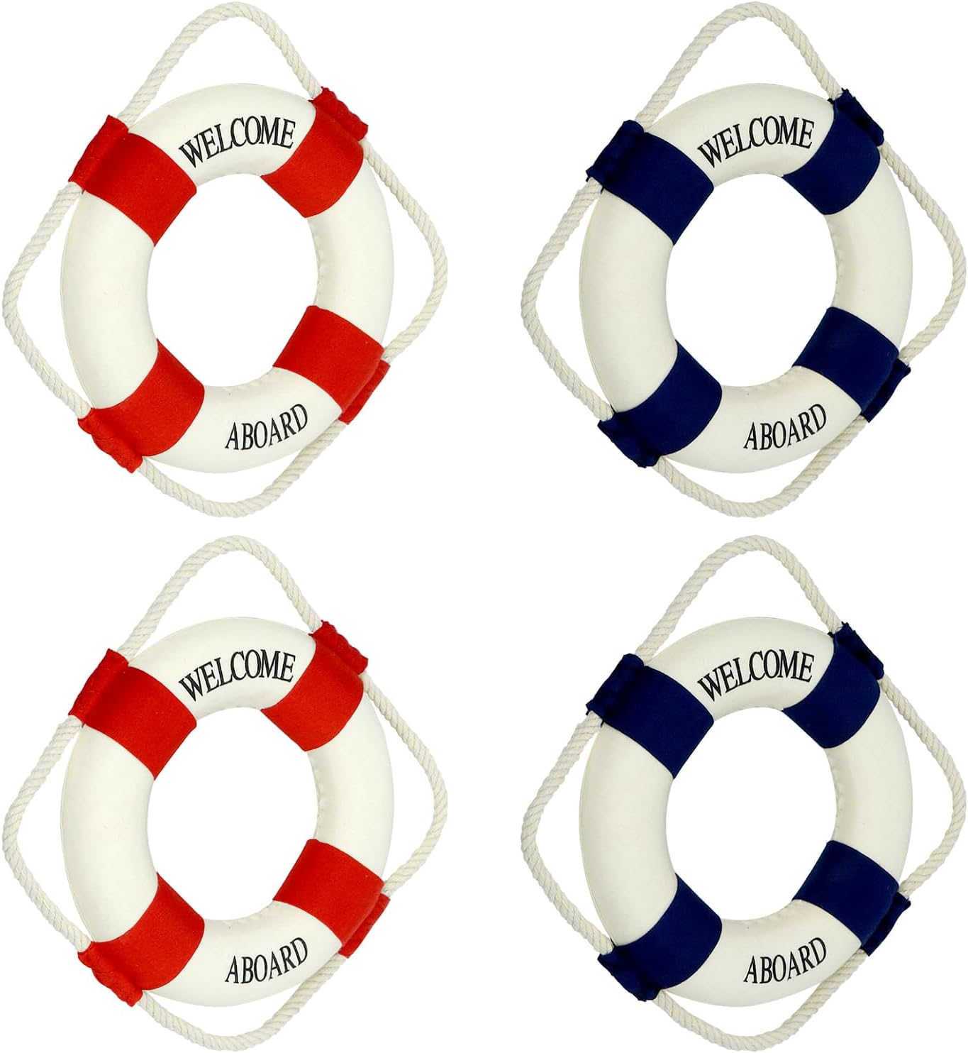Amazon.com: QWORK Life Buoy Wall Hanging Decor - 4 Pack Welcome Aboard ...