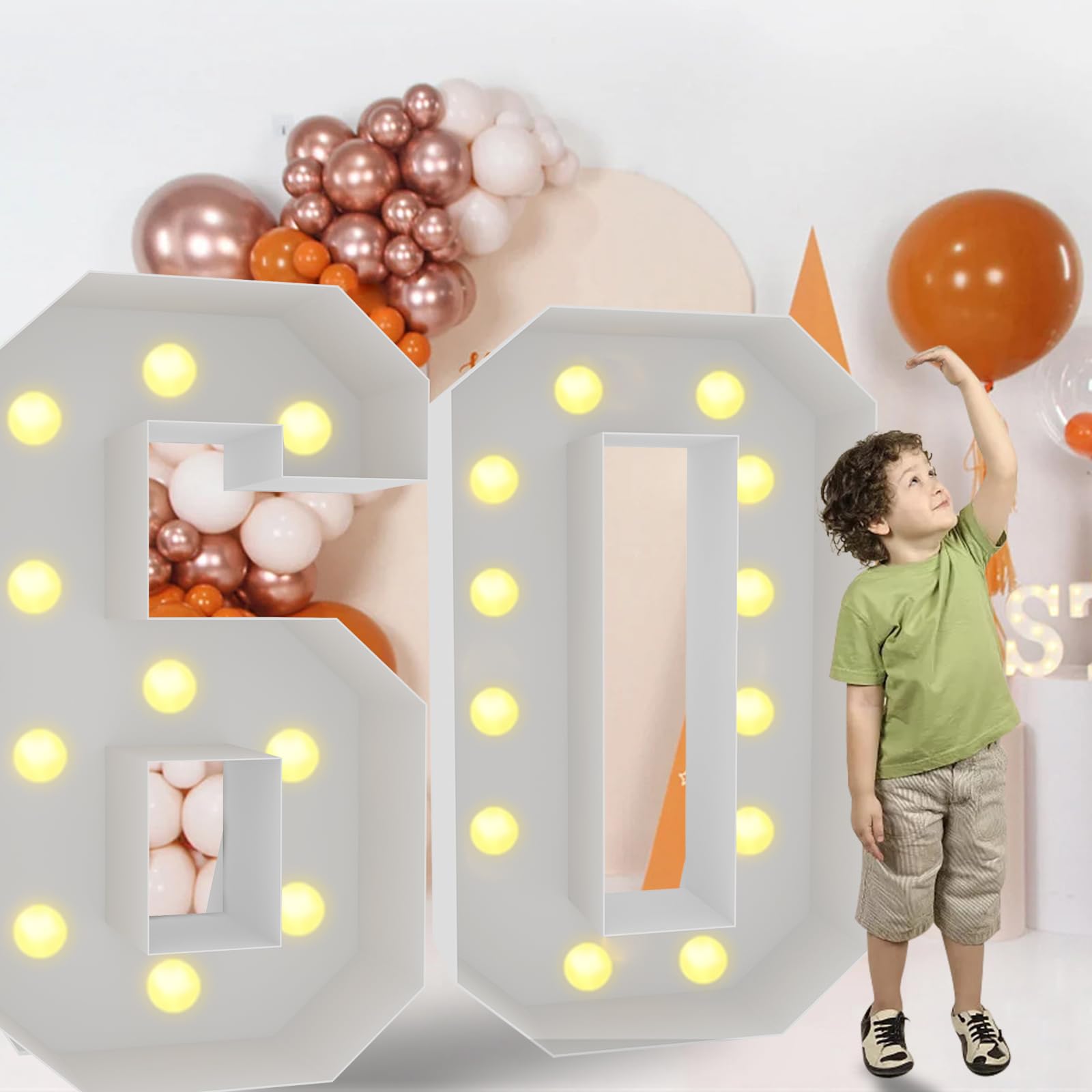 Amazon.com: Ruxion 4FT White Large Light Up Marquee Numbers 60 Mosaic ...