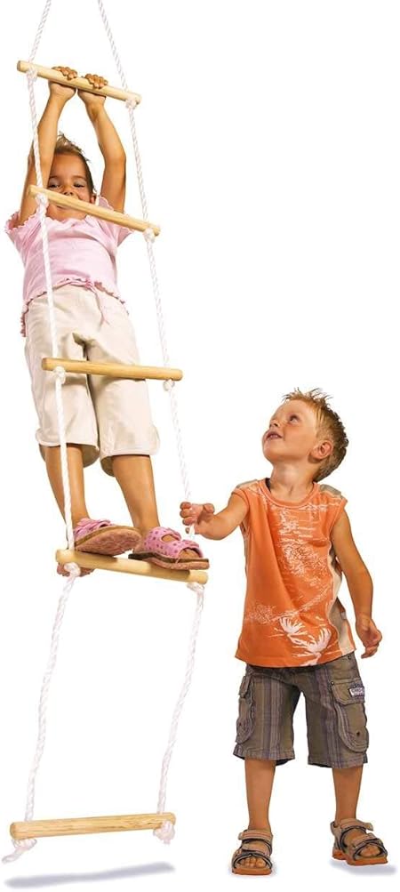 Eichhorn Kids Rope Ladder Climbing Frame with Wooden Rungs, 170 cm, up ...