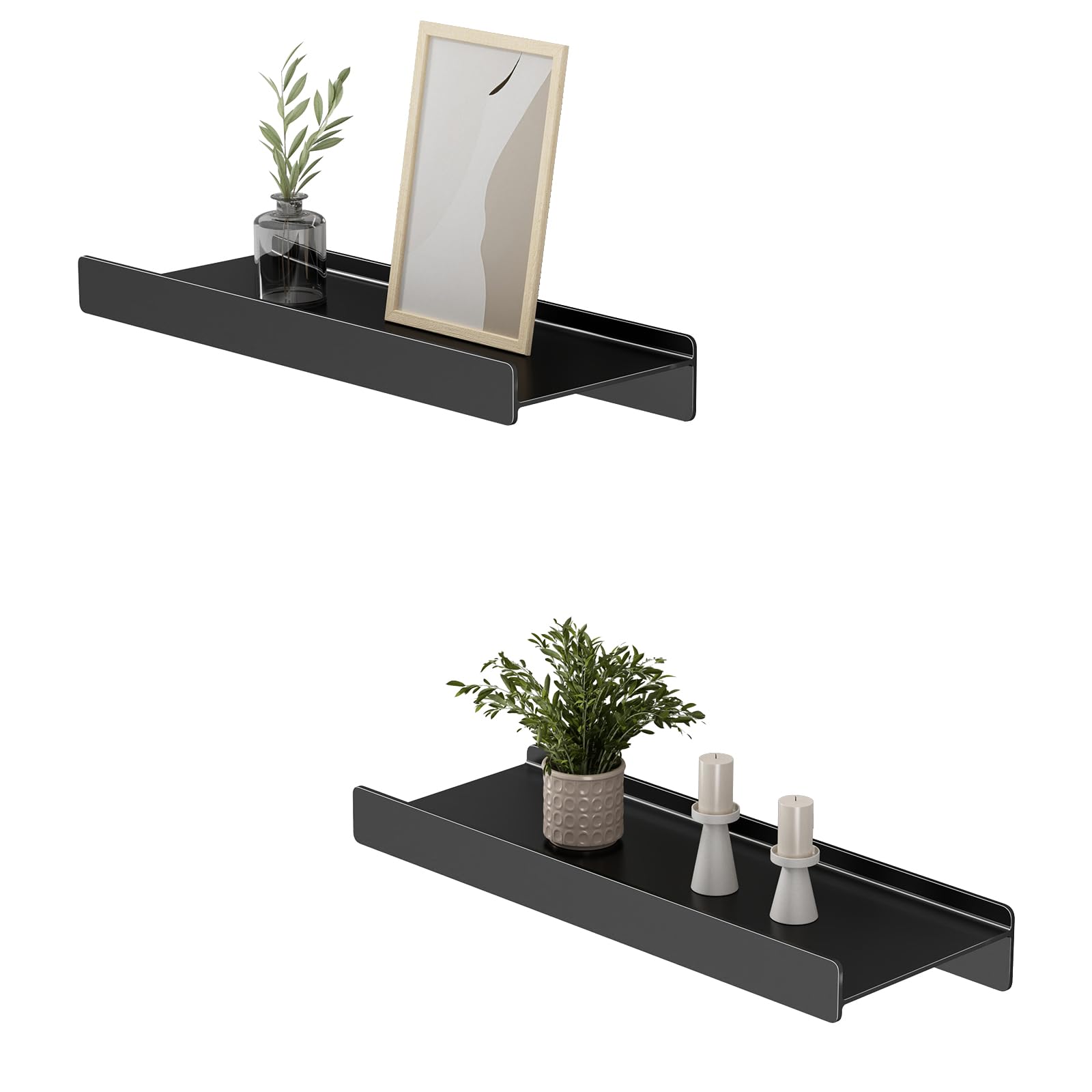 Danpoo Black Floating Shelves for Wall Metal Shelf Wall Mounted Shelves ...