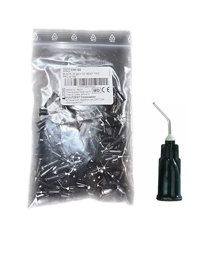 Amazon.com: PULPDENT - Pre-Bent Dispensing Tips (22ga x 1/2") Black ...