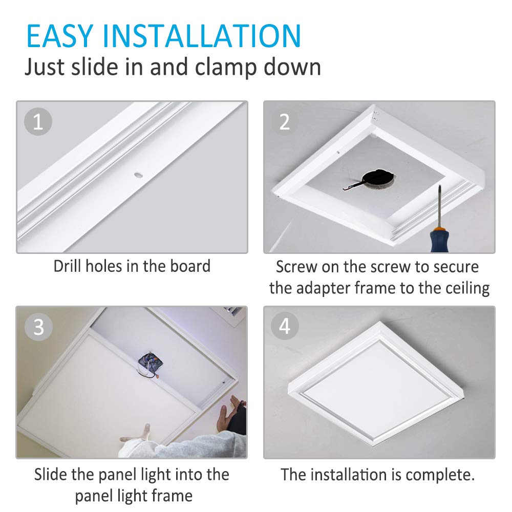 LEDMO 2X2FT Ceiling Frame Kit Aluminium Surface Mounting Bracket Kit ...