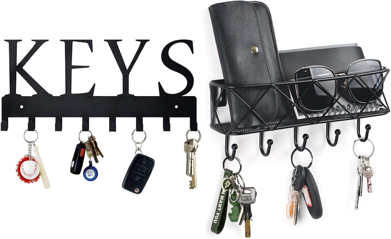 Amazon.com: Key Holder for Wall, Wall Mounted Key Hooks for Wall, Metal ...
