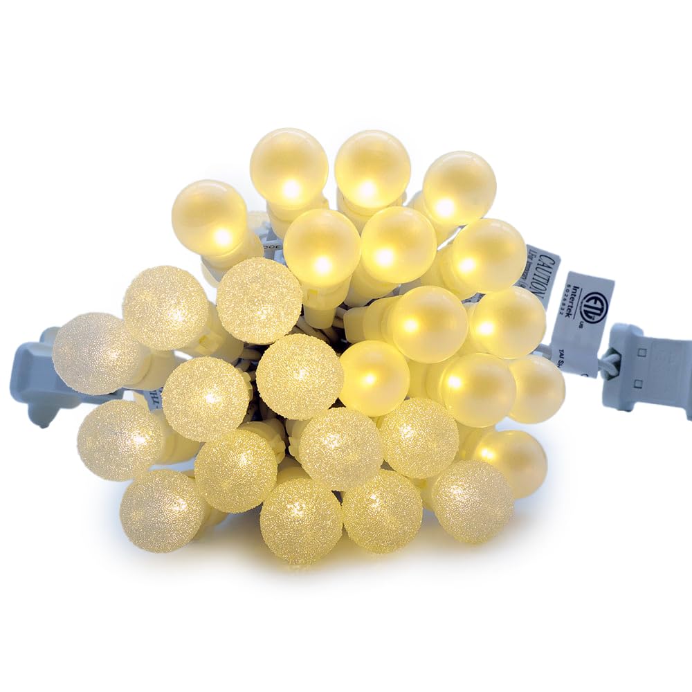 Warm White Christmas Lights Outdoor Pearlized and Berry G15 50 LED 13 ...