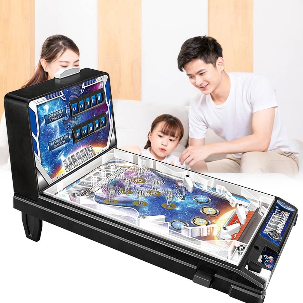 CHEMYO Mini Super Pinball Toys, Portable Tabletop Pinball Machine with LCD Screen, Light and ...