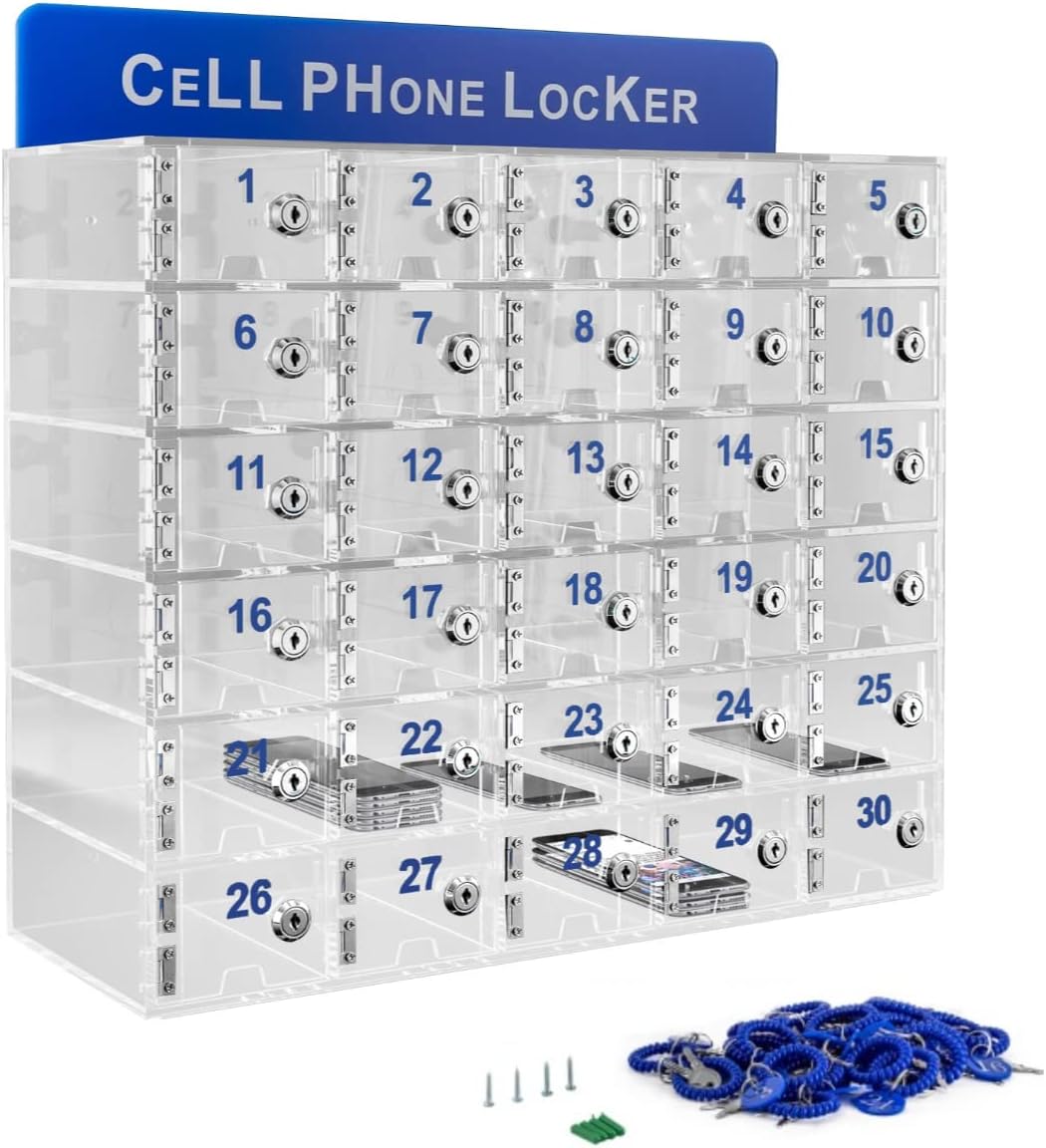 Amazon.com: HaroldDol Cell Phone Locker with Charging Slot, Acrylic ...