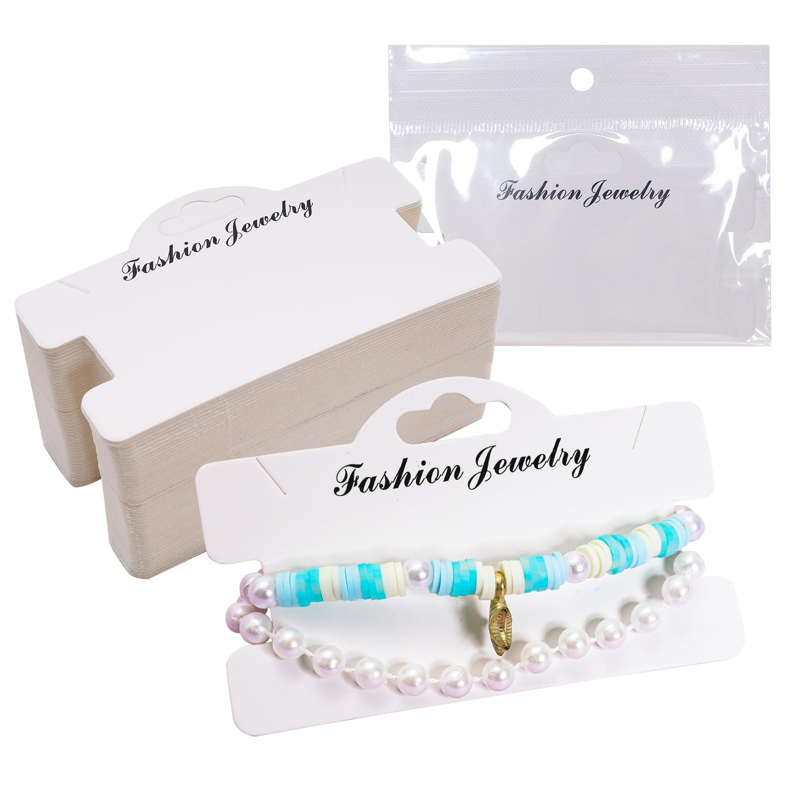 Amazon.com: 100 Pcs Bracelet Display Cards with Clear Bags Bracelet ...