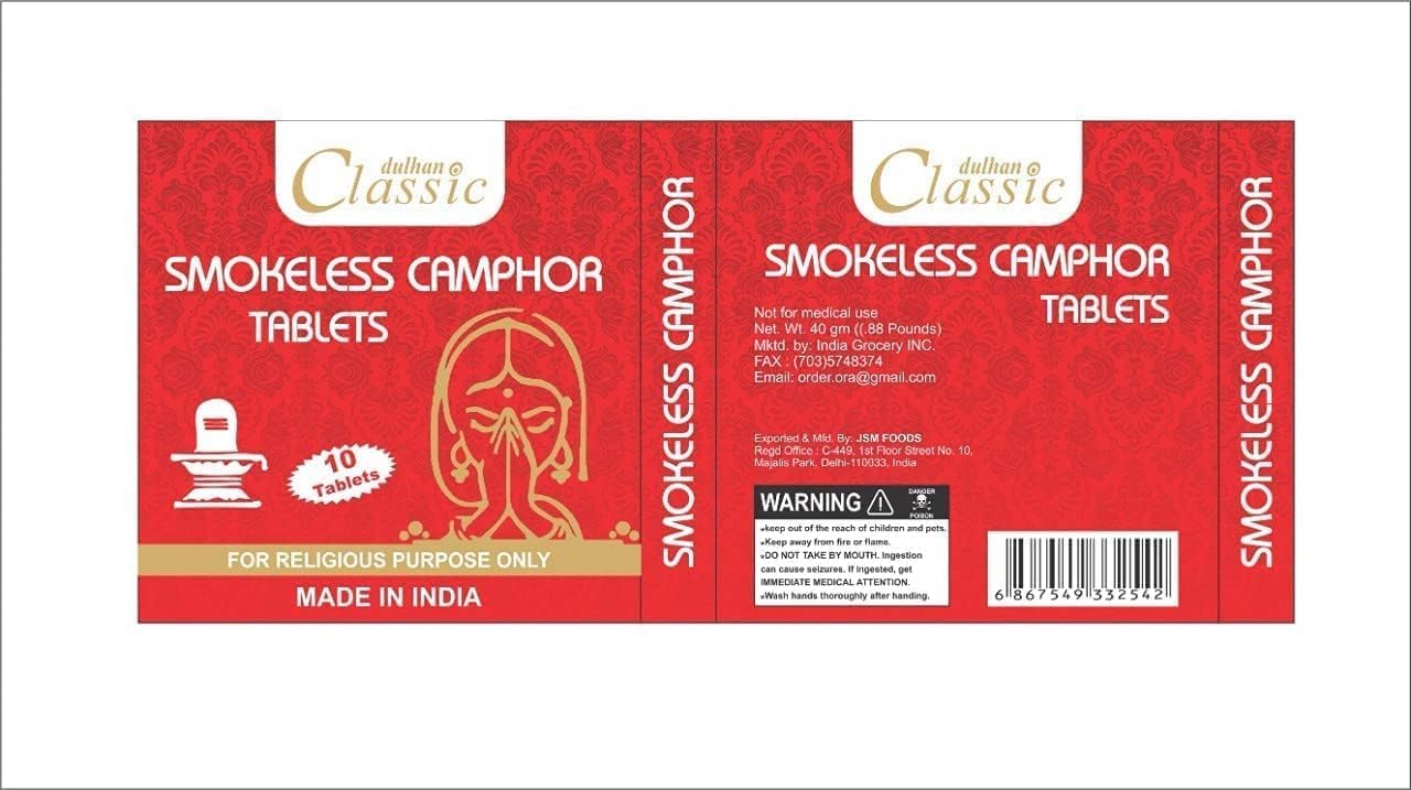 Classic Smokeless Camphor Tablets 10 Tablets Crystals Camphor Tablets ...