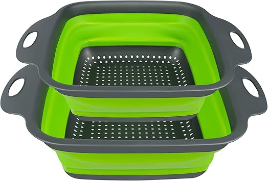 Amazon.com: AUAUY 2 PCS Collapsible Colander Set, Square Silicone ...