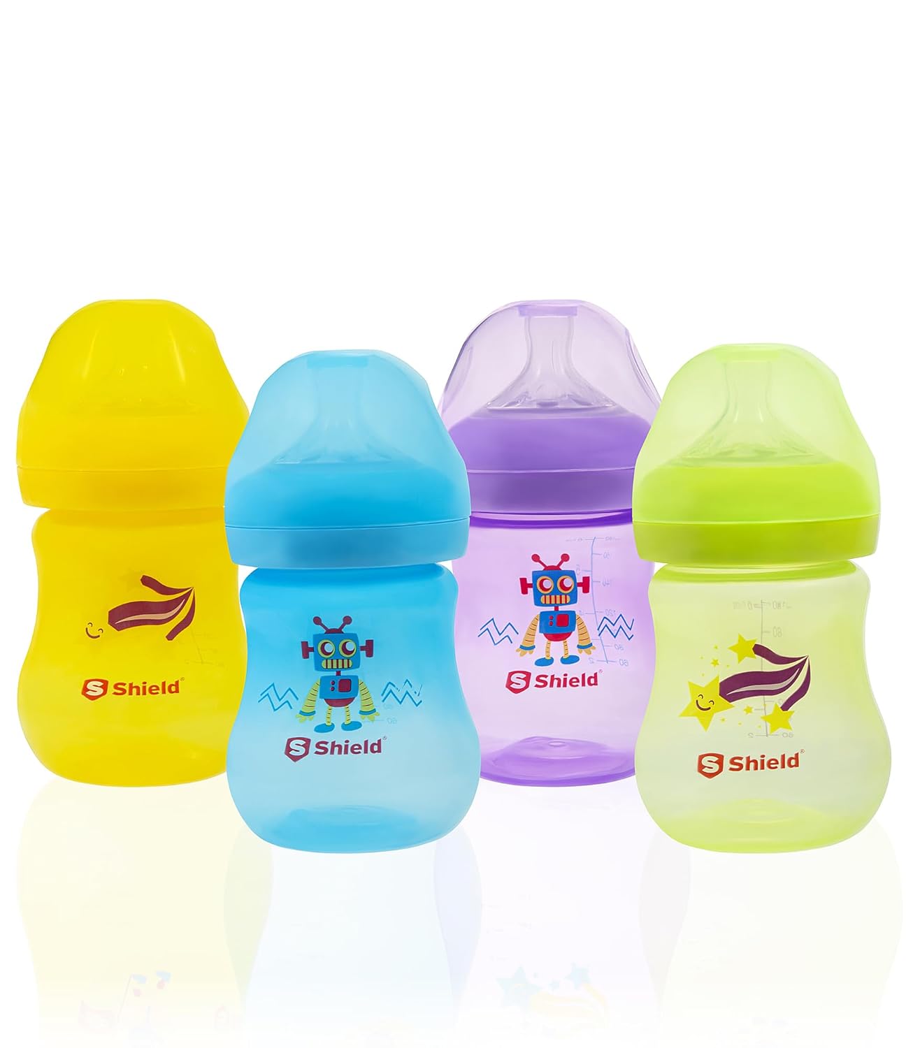 Amazon.com : S Shield Baby Crystal Feeding Bottles Slow Flow Breast ...