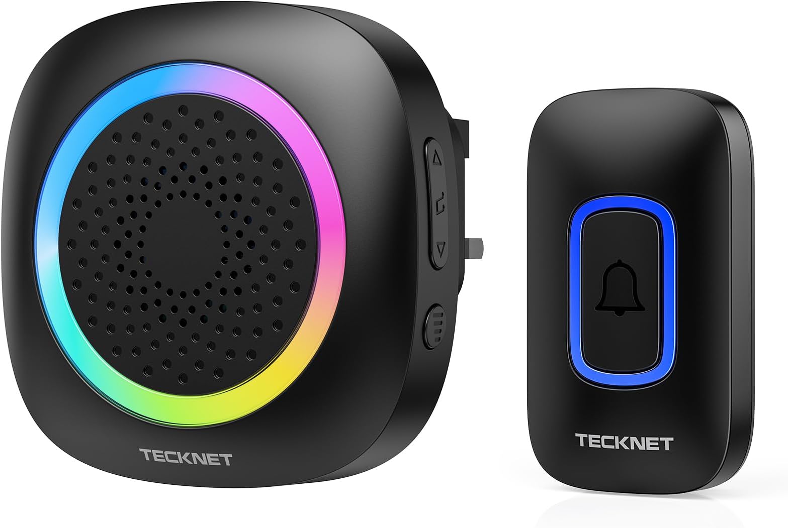 TECKNET Wireless Doorbell, IP66 Waterproof Plug in Doorbell with RGB ...
