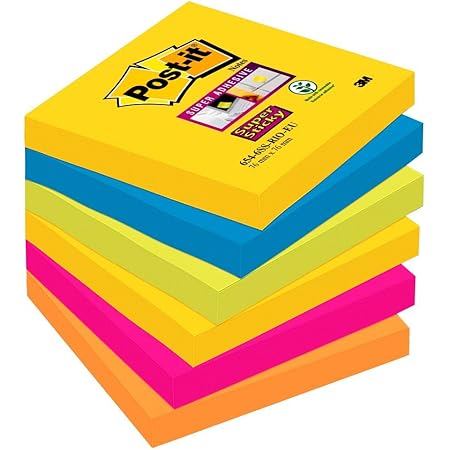 Post-it, Coloured Sticky Notes Neon Colours: Green, Yellow, Pink and ...