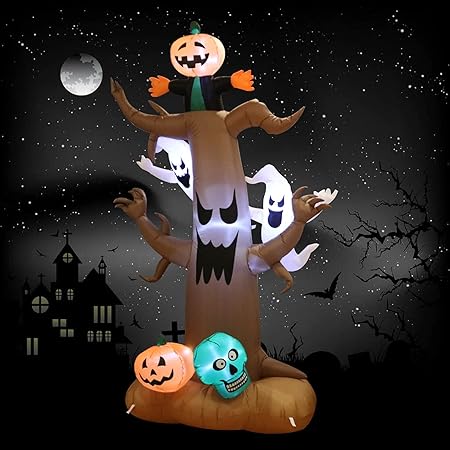 Amazon.com: GOOSH 8 FT Height Halloween Inflatable Outdoor Ghost Tree ...
