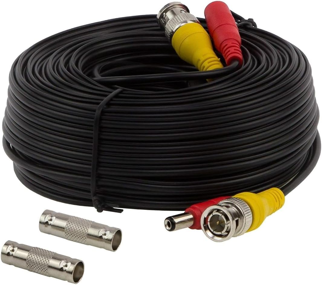 Amazon.com : 100FT Black Premade BNC Video Power Cable Extension Wire ...