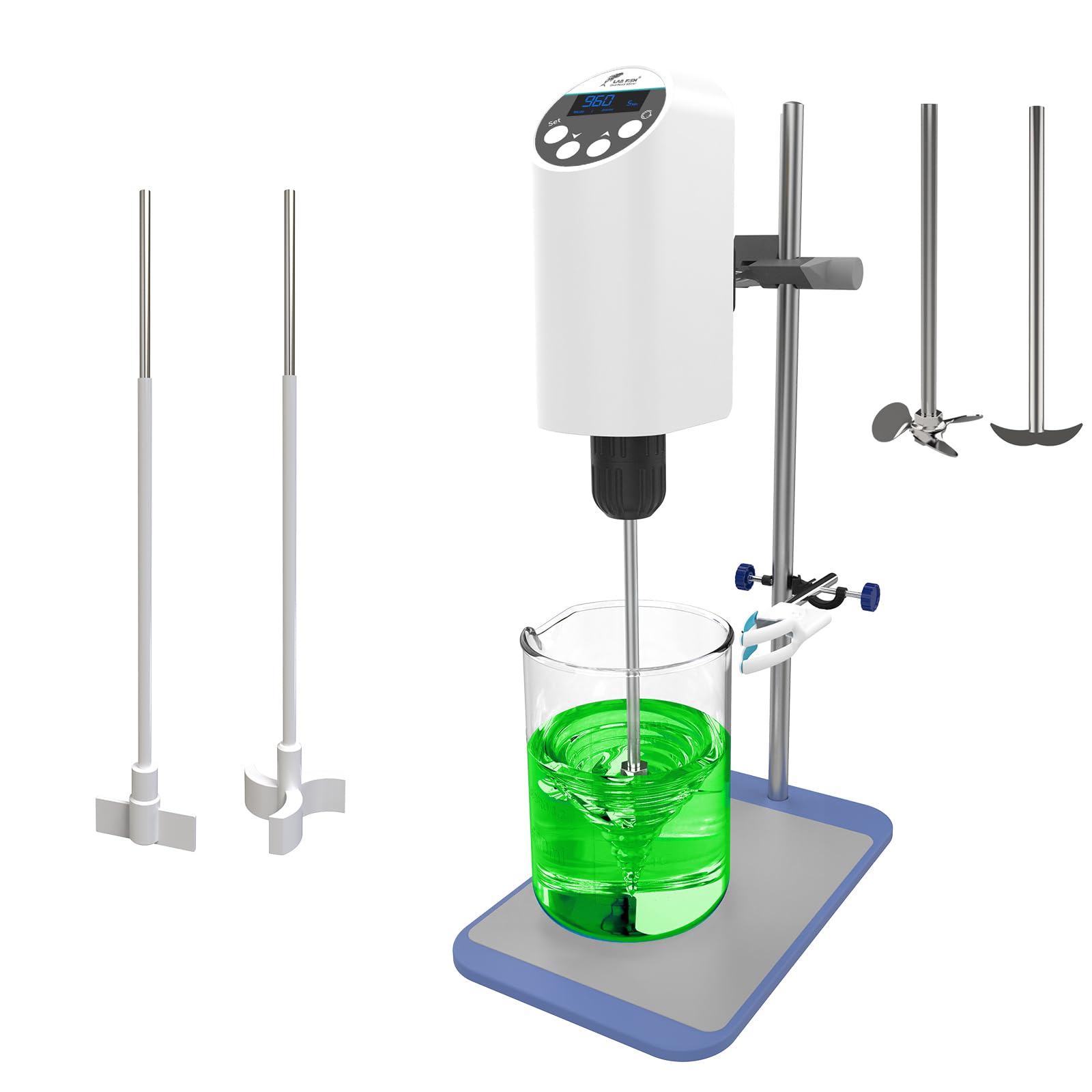LAB FISH Electric Overhead Stirrer & PTFE Coated Stainless Steel ...